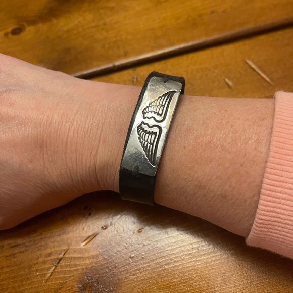 Jewelry | Custom Handmade Leather And Sterling Angel Wing Cuff | Poshmark